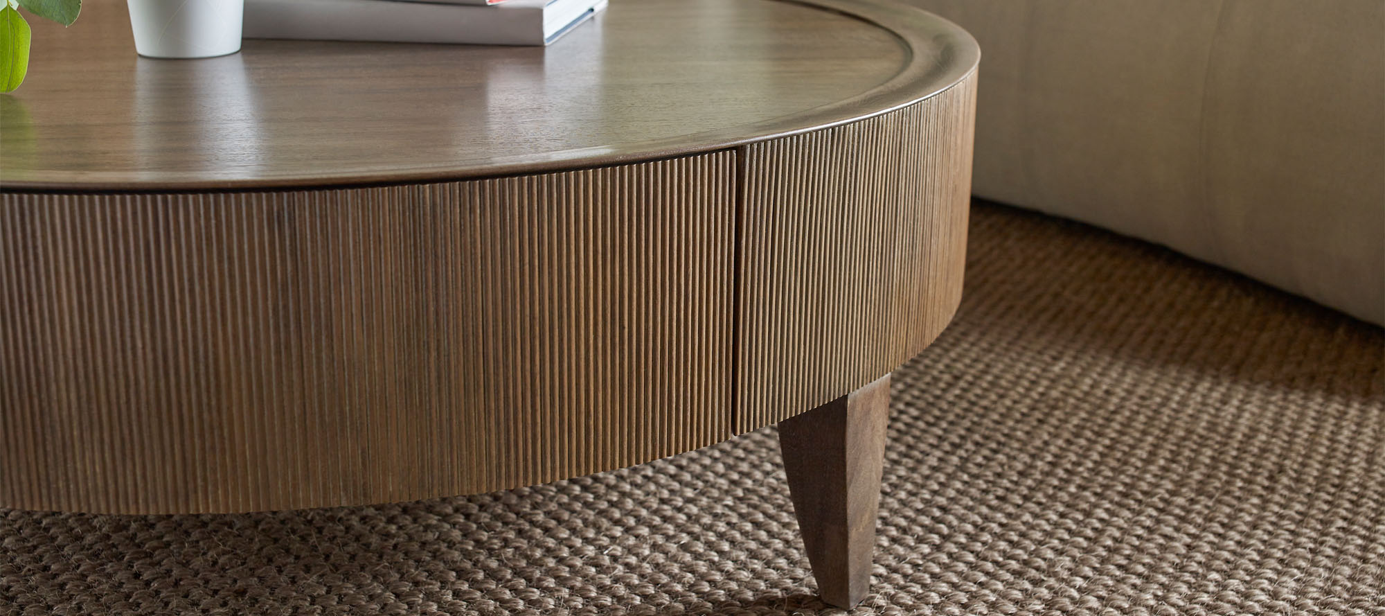 Reeded Round Cocktail Table by Barbara Barry - MCA1050 | Baker Furniture